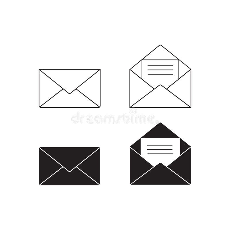 Email Icon Vector Set, Envelope Sign, Mail Symbol. Vector Illustration ...