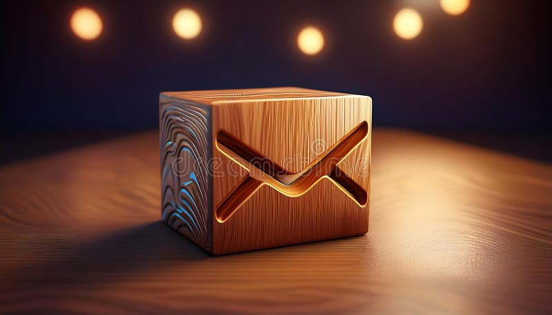 Email Icon on a Wooden Cube Mail Communication or Technology Stock ...