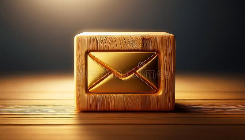 Email Icon on a Wooden Cube Mail Communication or Technology Stock ...