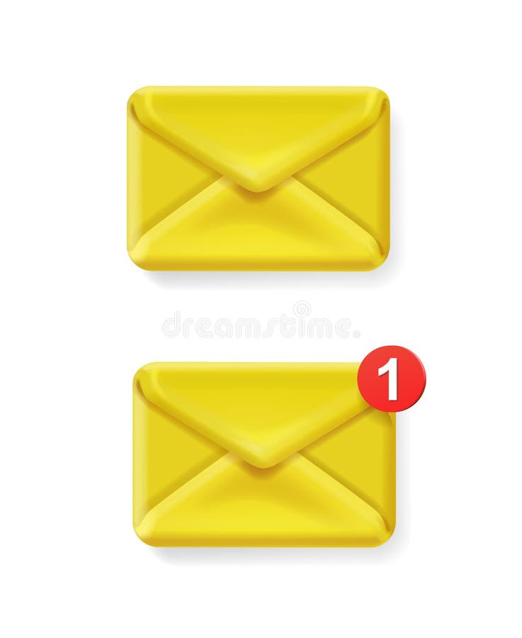 Email Icon. Yellow Envelope. Notification Icon, Incoming Message Stock ...