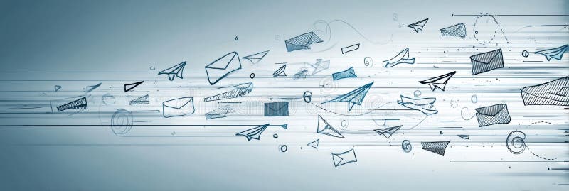 Stylized Email Icons and Communication Lines Create a Dynamic Flow in a ...
