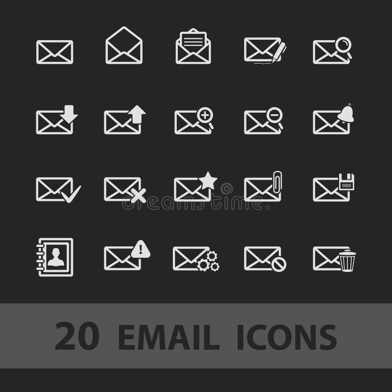 Email icons buttons set stock vector. Illustration of correspondence ...
