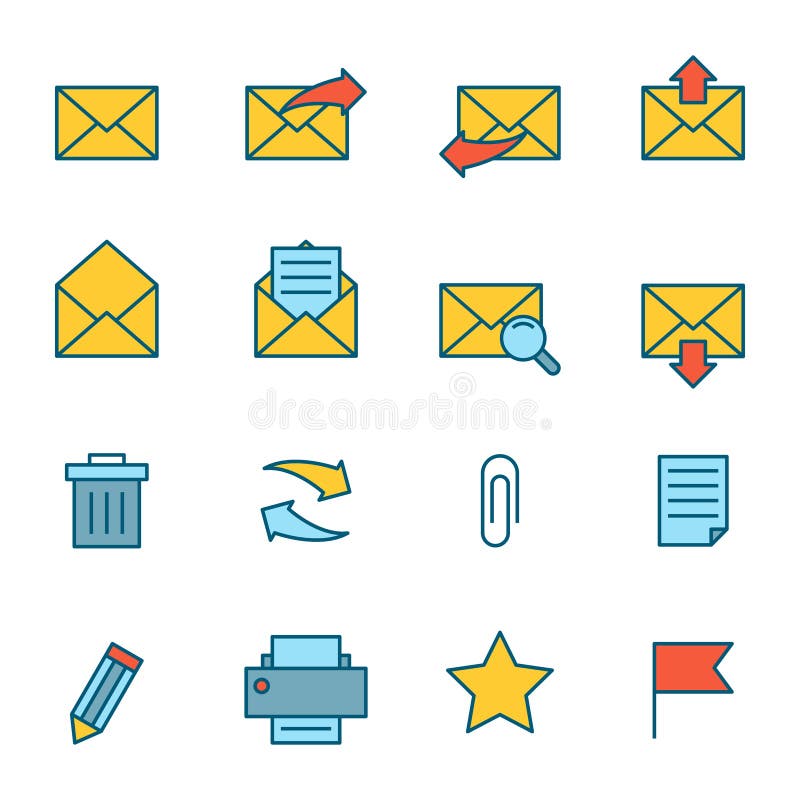 Email Icons Flat stock vector. Illustration of receiving - 65428513