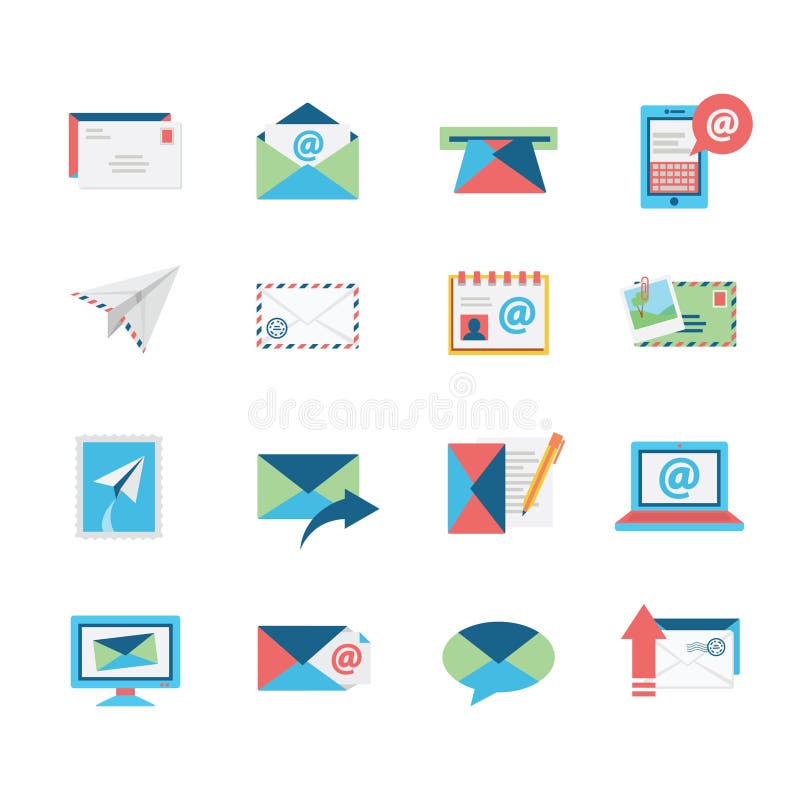 Vector Flat Design UI Email Icons Stock Illustration - Illustration of ...