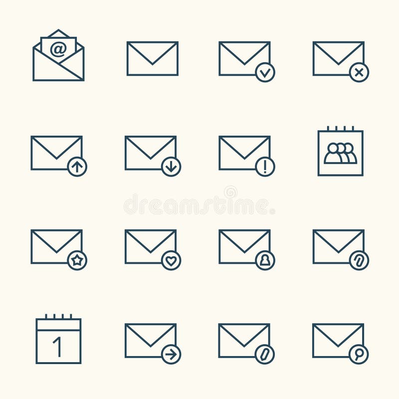 Email icon set. color stock vector. Illustration of address - 33800759