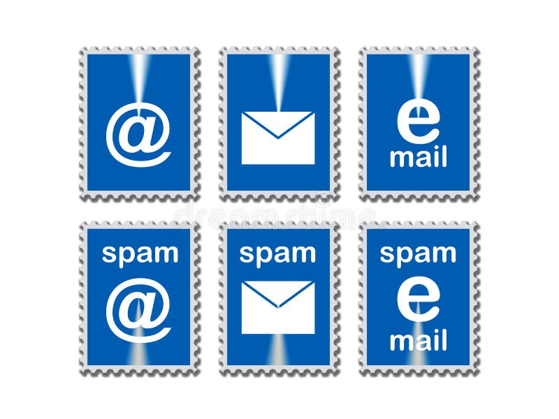 Email Icons in Stamp Frames Stock Illustration - Illustration of email ...
