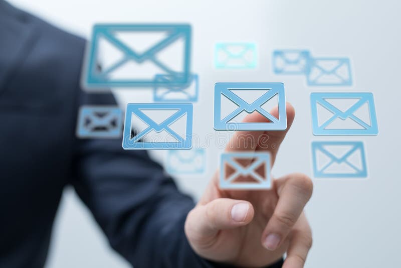 A Email Icons in Work Space 3d Stock Image - Image of security, lock ...