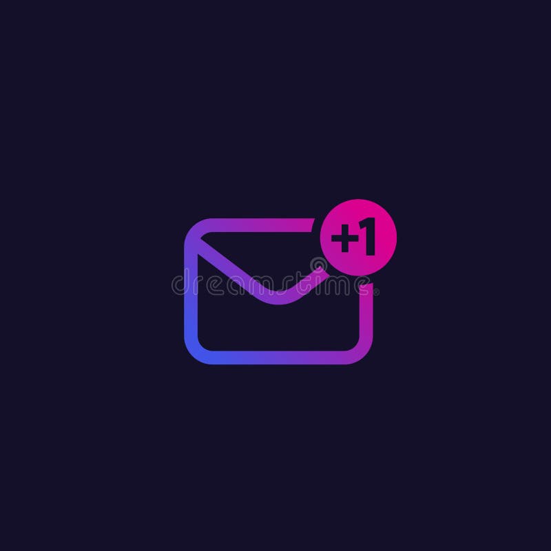Email, Inbox Alert or One New Message Icon Stock Illustration ...