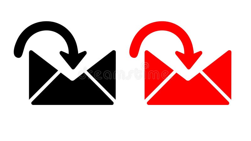Email Inbox Icons in Black and Red Stock Vector - Illustration of ...