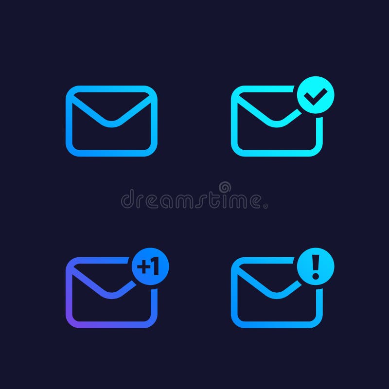 Email, inbox, mail icons stock illustration. Illustration of sent ...