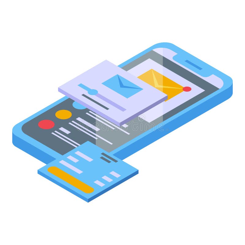 Email Interface Vector Illustration Set in Isometric. Message Windows ...