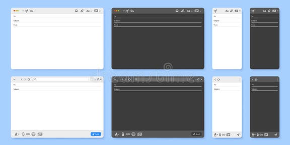 Email Interface. Mail Client New Message Window User Interface, Desktop ...