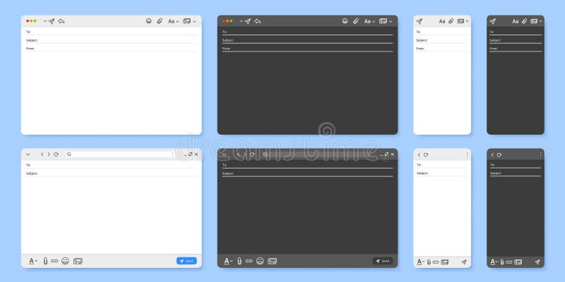 Email Interface. Mail Client New Message Window User Interface, Desktop ...