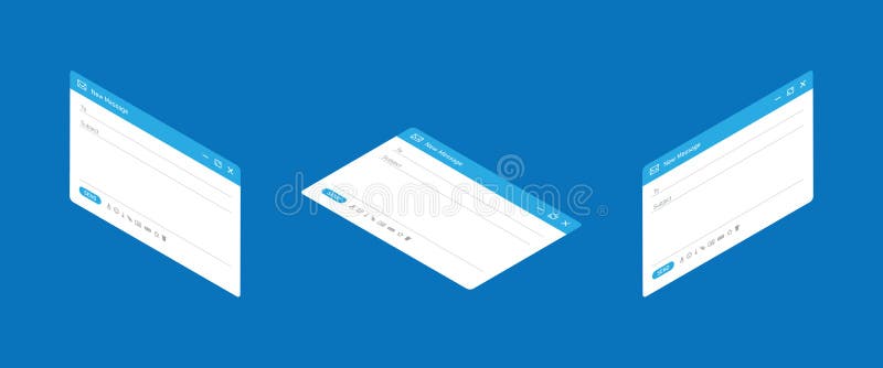 Email Interface Vector Illustration Set in Isometric. Message Windows ...