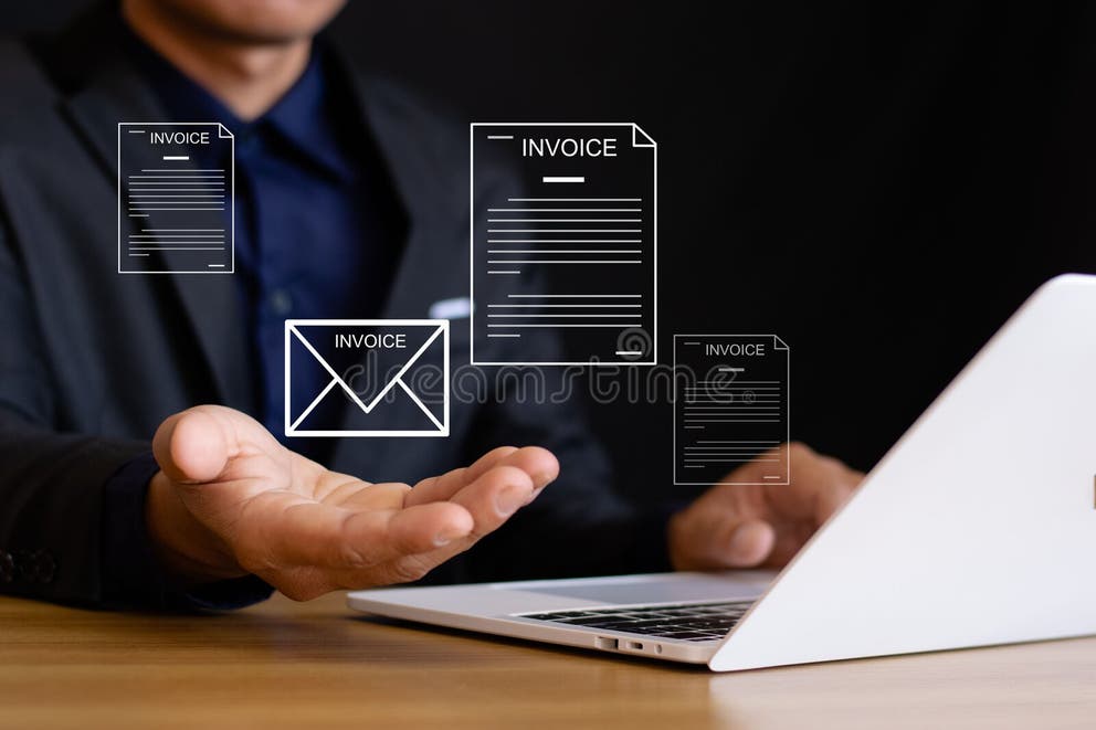 Email Invoice Icon, Online Invoice, Electronic Invoice on Virtual ...