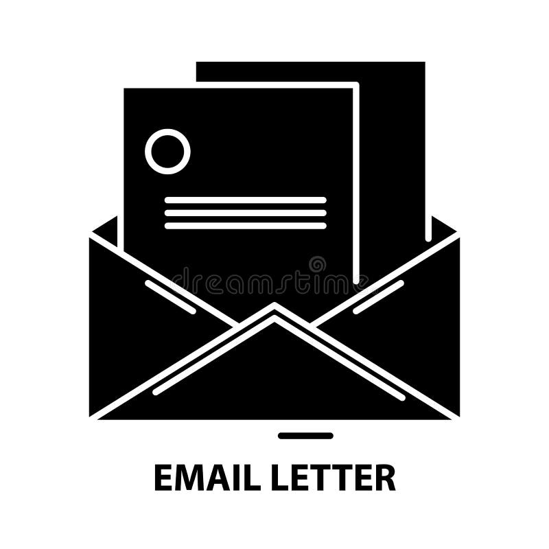 Email Letter Icon, Black Vector Sign with Editable Strokes, Concept ...