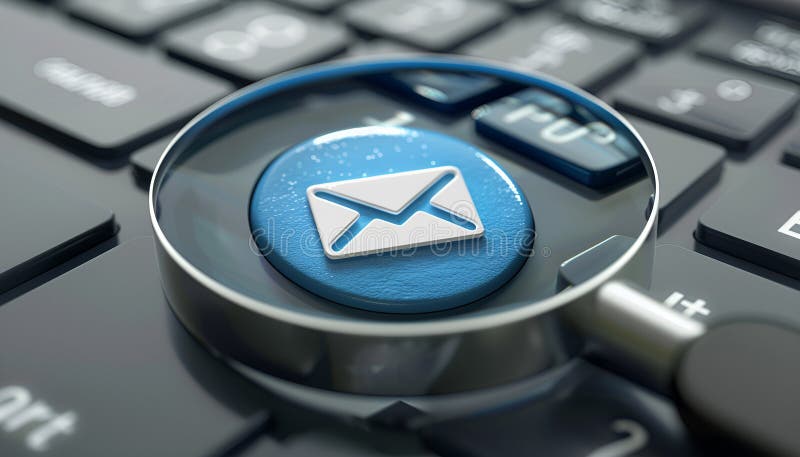 Email. Light Blue Button with Illustration of Envelope on Computer ...