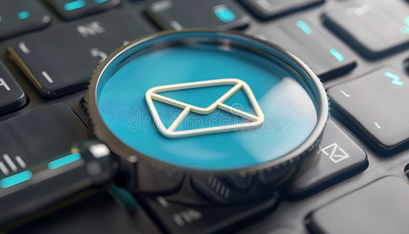 Email. Light Blue Button with Illustration of Envelope on Computer ...