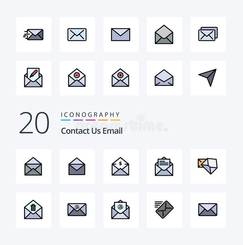 20 Email Line Filled Color Icon Pack Like Deletemail Communication Mail ...
