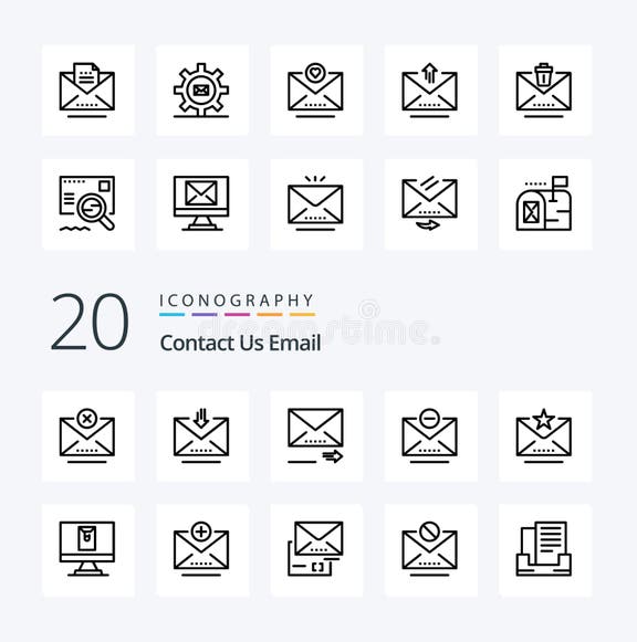 20 Email Line Icon Pack Like Mark Email Email Remove Email Stock Vector ...
