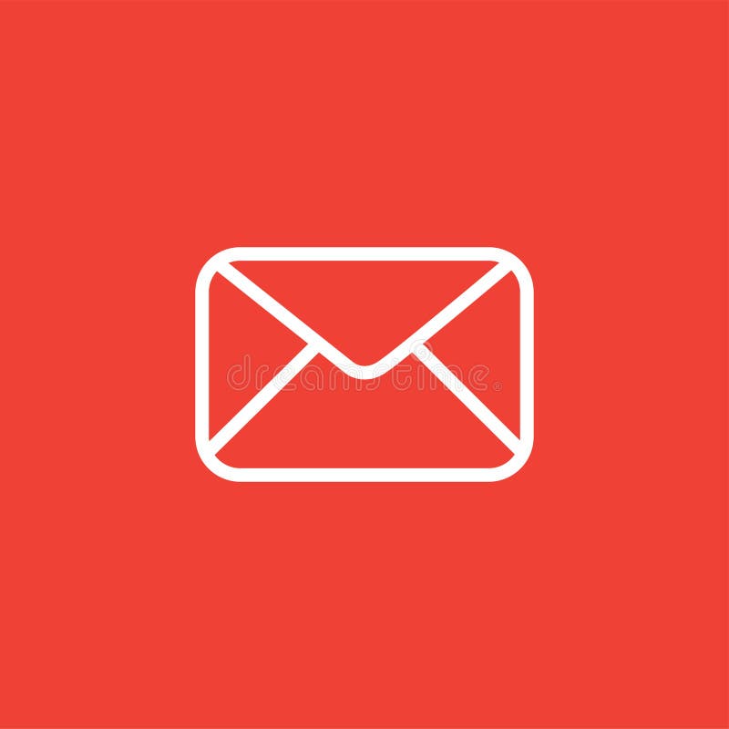 Email Line Icon on Red Background. Red Flat Style Vector Illustration ...