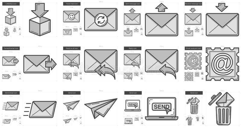 Email line icon set. stock vector. Illustration of envelope - 83917009