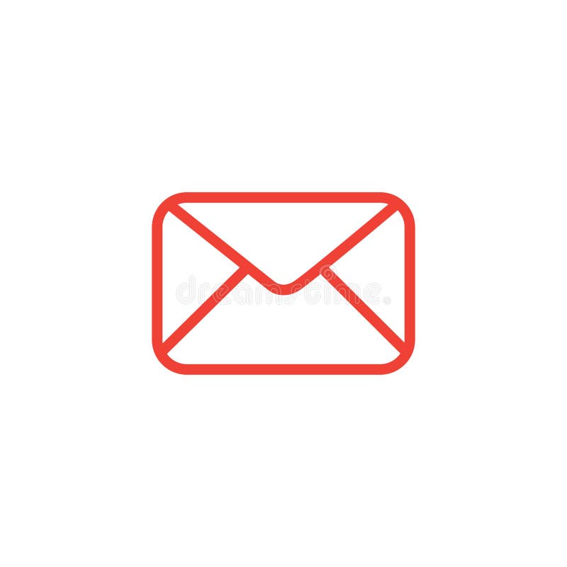 Email Line Red Icon on White Background. Red Flat Style Vector ...
