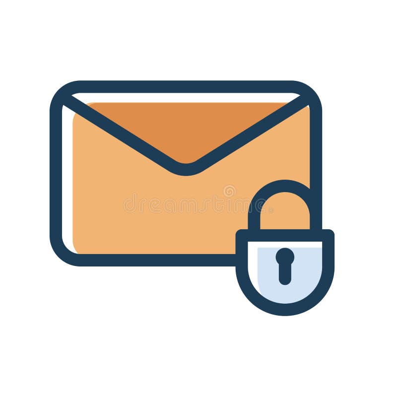 Email Lock Protection Envelop Encryption Single Isolated Icon with Dash ...
