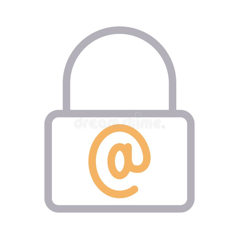 Email Lock Thin Line Color Vector Icon Stock Vector - Illustration of ...