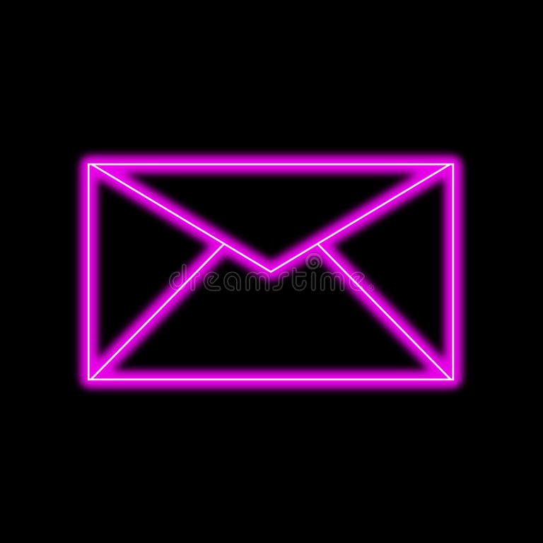 Email Sign Pink Neon Symbol on Black Background Stock Illustration ...