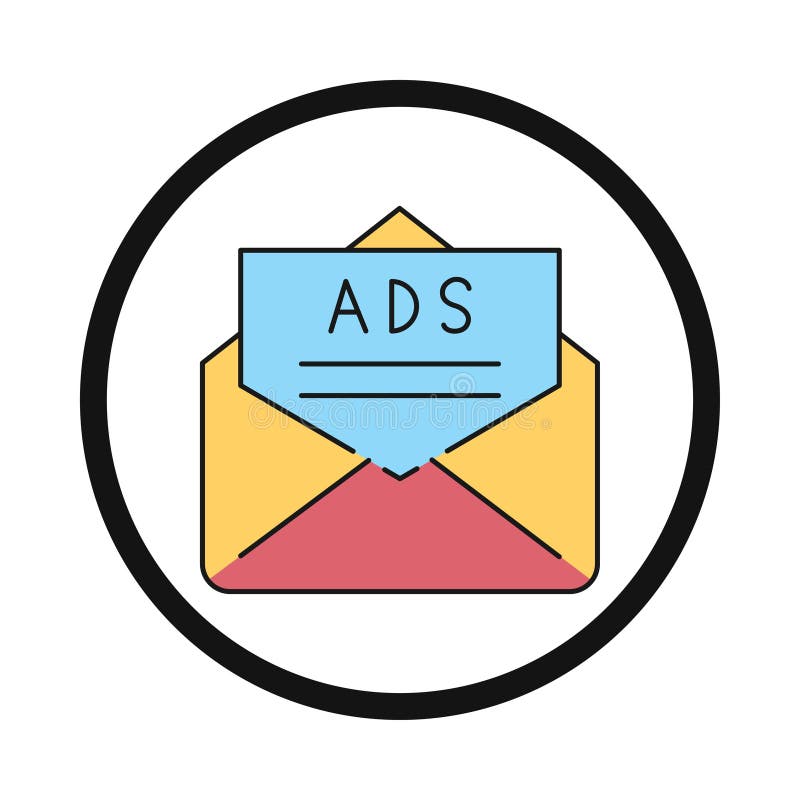 Email, Mail, Letter, Envelope, Ads, Digital Mail Ads Icon Stock Vector ...