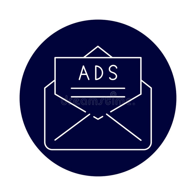 Email, Mail, Letter, Envelope, Ads, Digital Mail Ads Icon Stock Vector ...