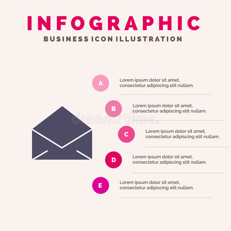 Email, Mail, Message, Open Solid Icon Infographics 5 Steps Presentation ...
