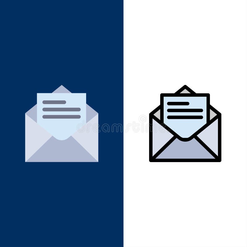 Email, Mail, Message, Text Icons. Flat and Line Filled Icon Set Vector ...