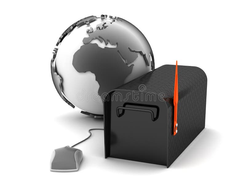 Mailbox and Earth Globe Icon Stock Vector - Illustration of postage ...