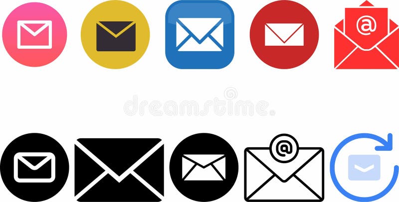 Email and Mailbox Icon Set Collection Stock Vector - Illustration of ...