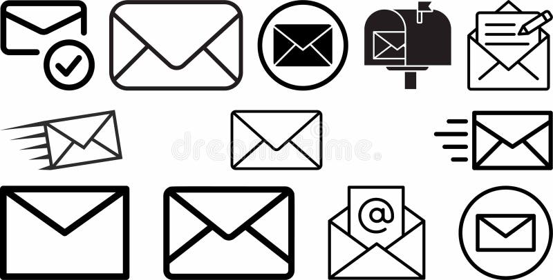Email and Mailbox Icon Set Collection Stock Vector - Illustration of ...