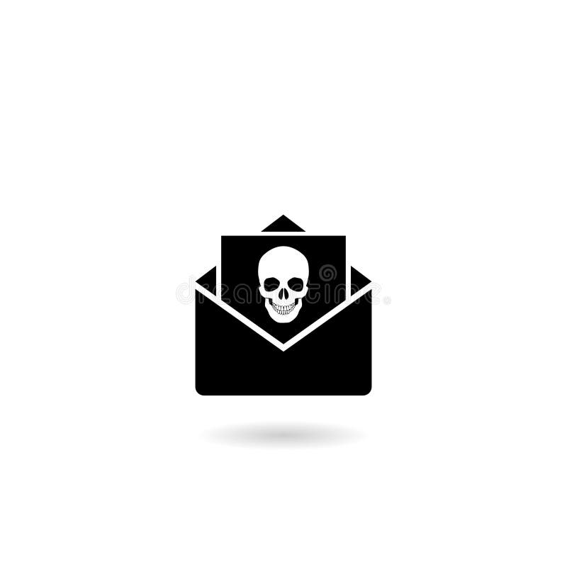 Email with Malware Icon with Shadow Stock Vector - Illustration of ...