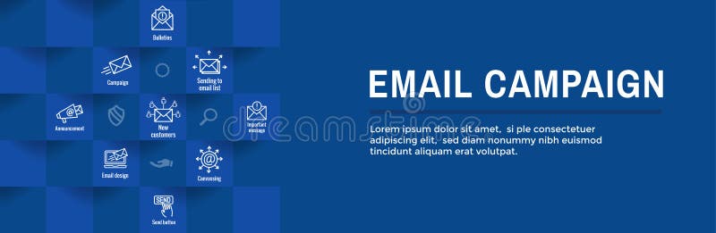 Email Marketing Campaigns Icon Set - Web Header Banner Stock Vector ...
