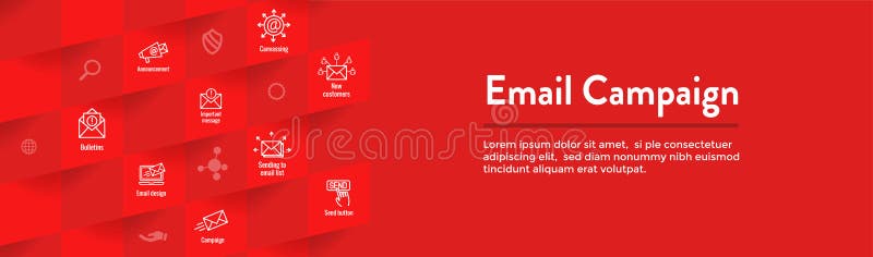 Email Marketing Campaigns Icon Set - Web Header Banner Stock Vector ...