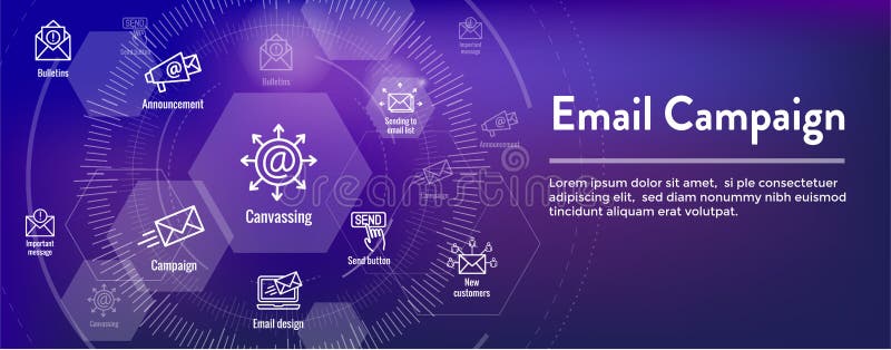 Email Marketing Campaigns Icon Set - Web Header Banner Stock Vector ...