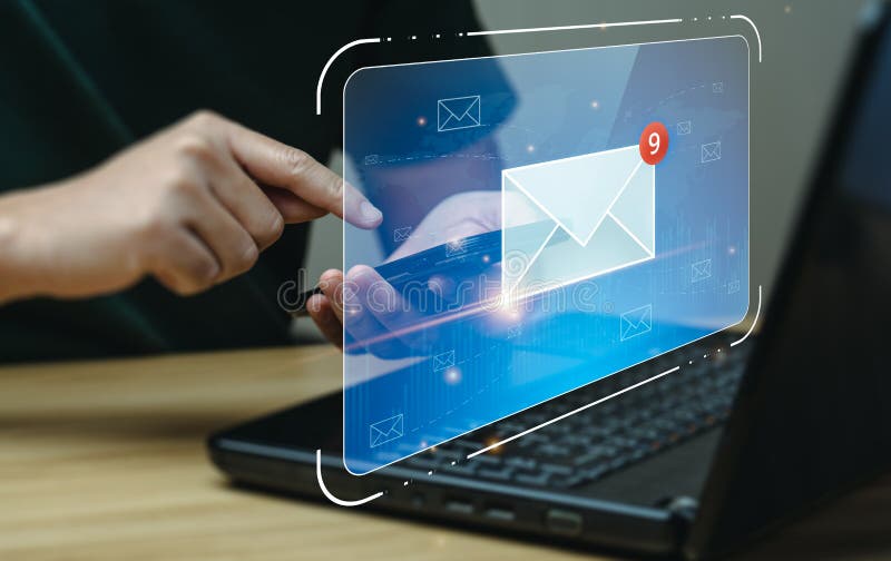 Email Marketing Concept. Businessman Using Mobile Phone or Notebook To ... Email Marketing Concept. Businessman Using Mobile Phone or Notebook To ...