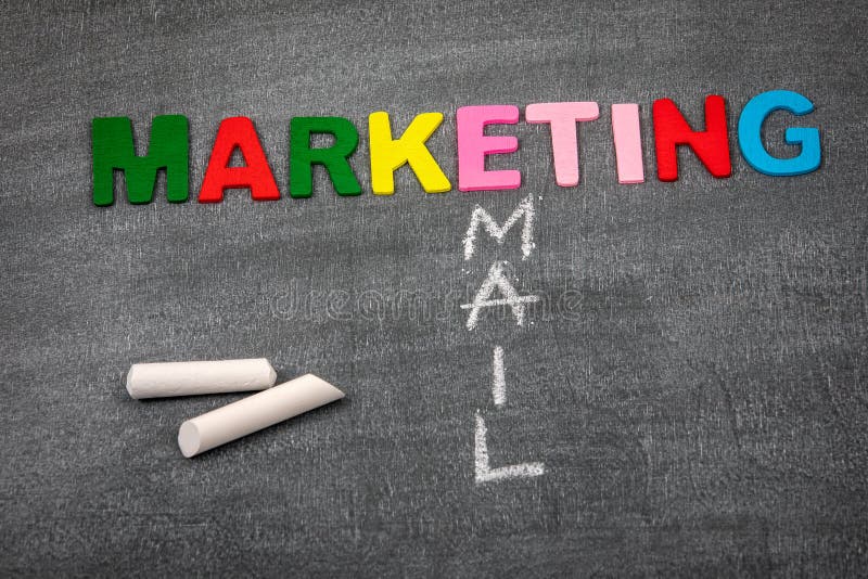 Email Marketing Concept. Colored Letters of the Alphabet on a Dark ...