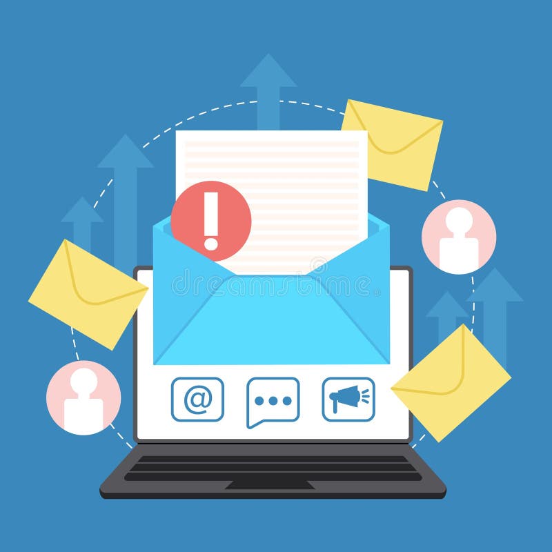 Email Marketing Concept, Laptop and Digital Letters or Documents. Web ...