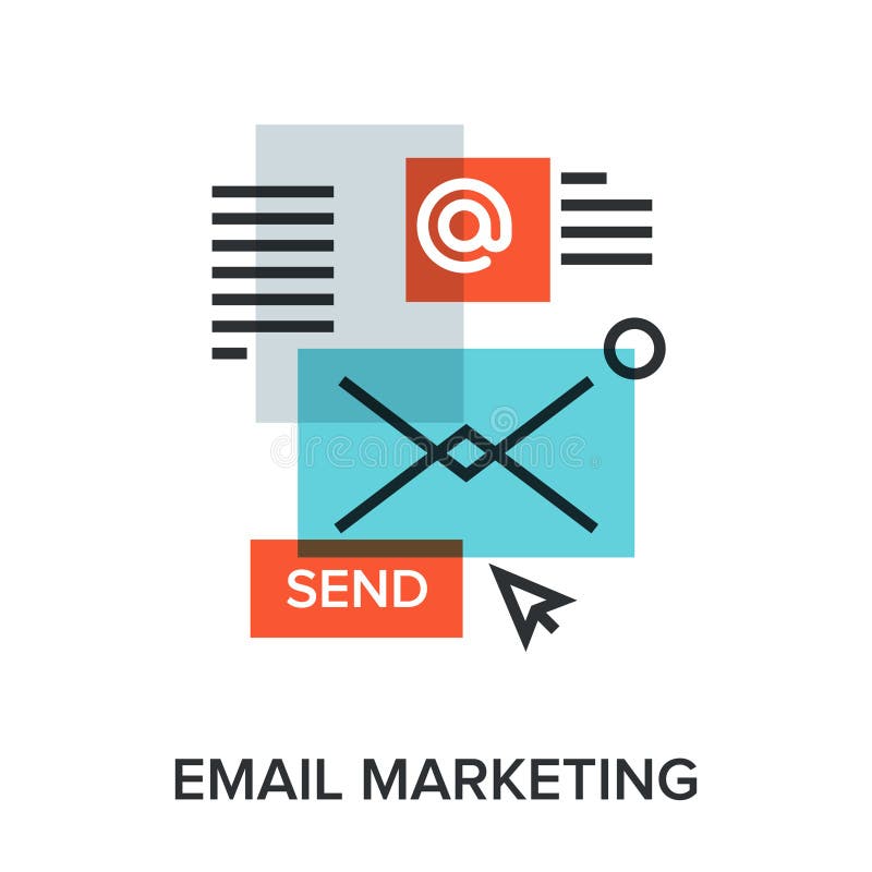 Email Marketing Flat Line Icon Design Concept Stock Vector ...