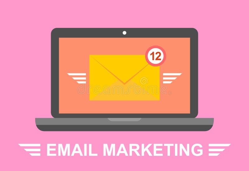 Email Marketing. Laptop with an Envelope on the Screen. E-mail, E ...