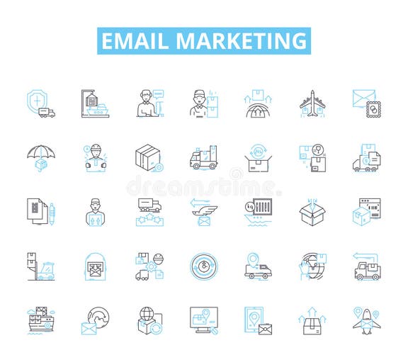 Email Marketing Linear Icons Set. Campaigns, Subscribers, Conversion ...