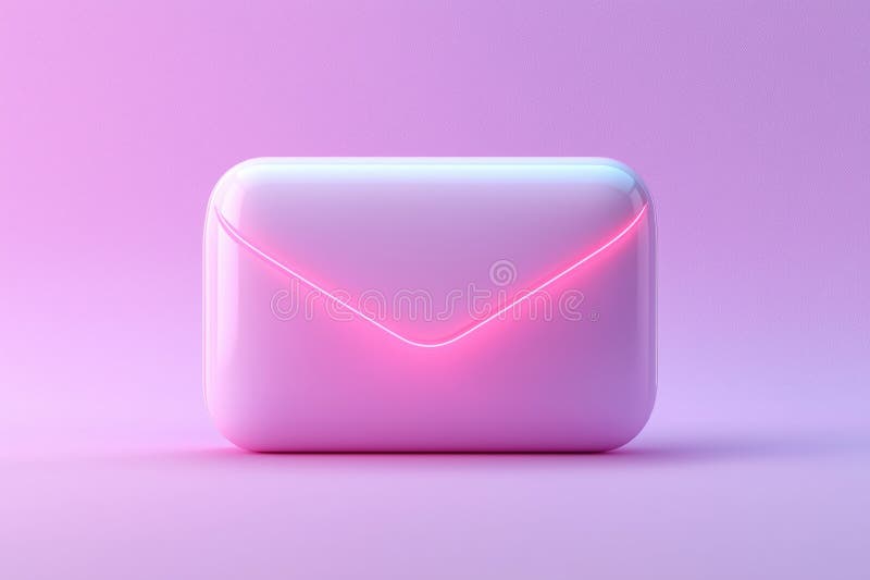 Pink Neon Email Envelope Glowing on Pink Background Symbolizing ...