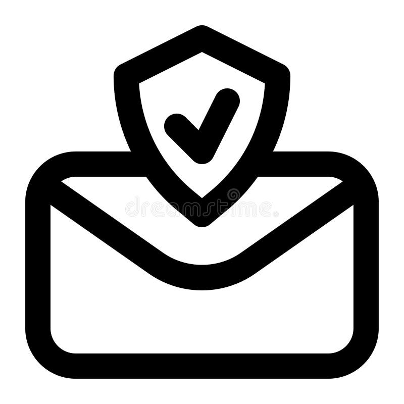 Email Security Outline Icon Stock Illustration - Illustration of ...