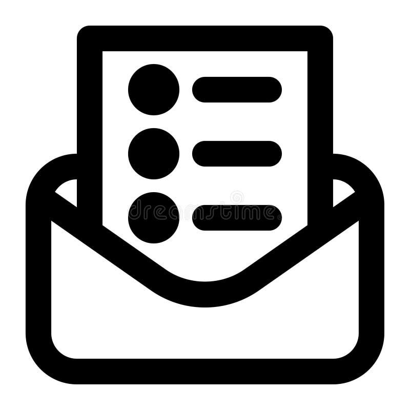Email List, Mailing List Outline Icon Stock Image - Illustration of ...